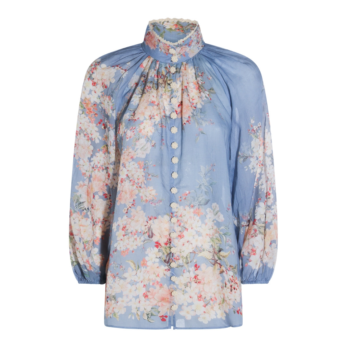 Zimmermann Top Teal Blue Botanical Floral | Wanan Luxury